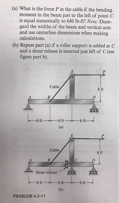Solved 3-11 A beam ABCD with a vertical arm CE is supported | Chegg.com