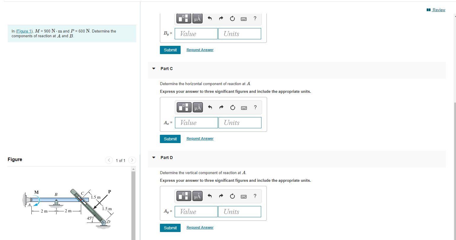 Solved In (Figure 1),M=900 N⋅m and P=600 N. Determine the | Chegg.com