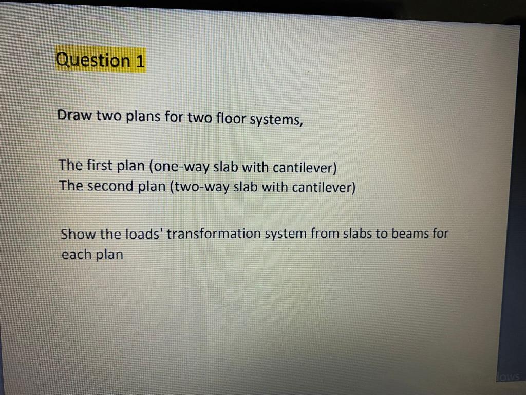 Solved Question 1 Draw two plans for two floor systems, The | Chegg.com