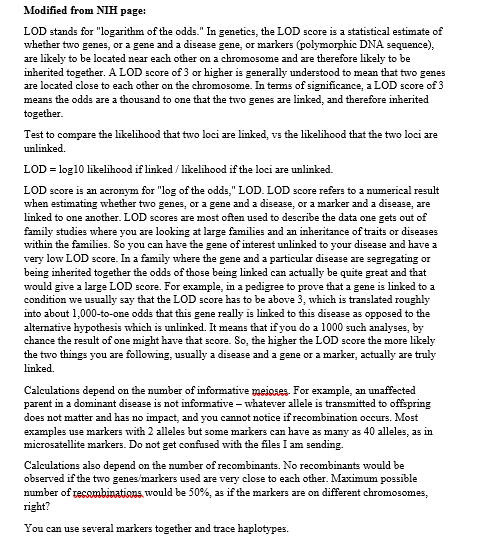 Modified from NIH page: LOD stands for "logarithm of | Chegg.com