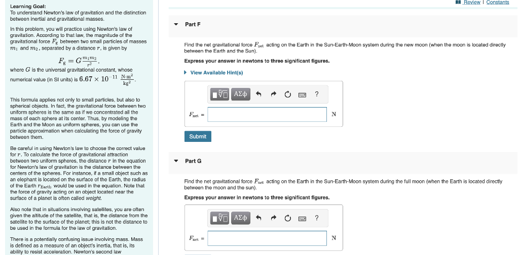 Solved Learning Goal: To understand Newton's law of | Chegg.com