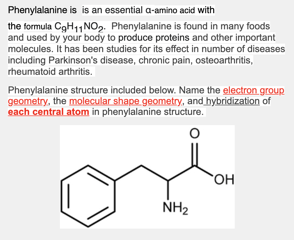 Solved Phenylalanine is is an essential a-amino acid with | Chegg.com