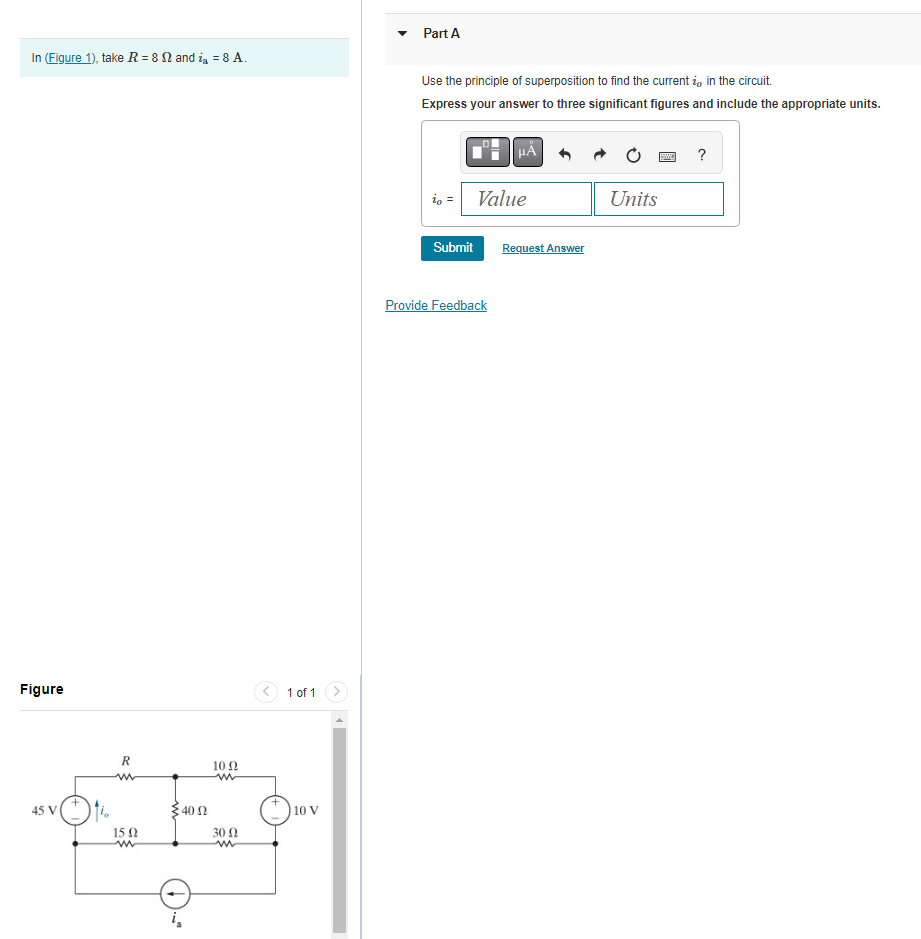 Solved In take R=8Ω and ia=8 A. Use the principle of | Chegg.com