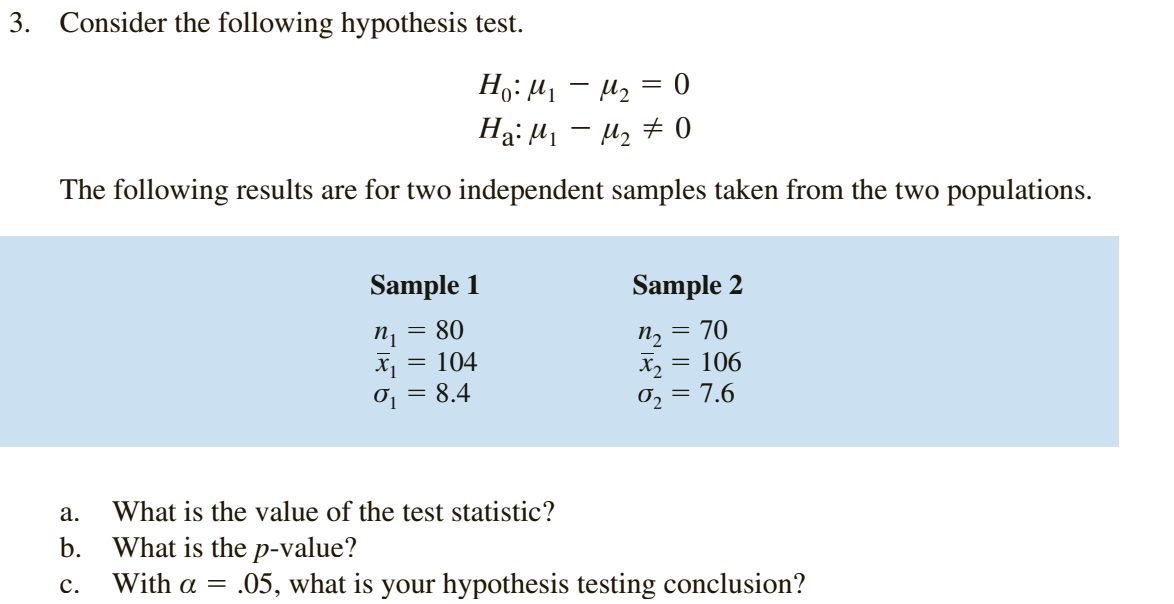 Solved Consider the following hypothesis | Chegg.com