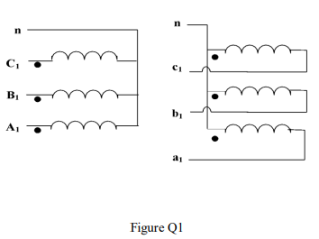 Solved Figure Q1 shows the winding connections of a three | Chegg.com