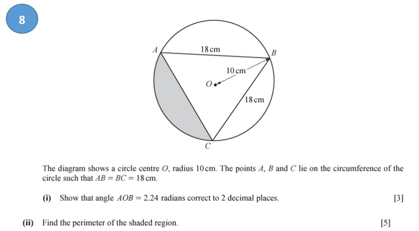 Solved by an EXPERT The diagram shows a circle centre O, ﻿radius 10 cm . | Chegg.com