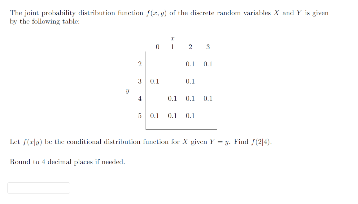 Solved The joint probability distribution function f(x,y) of | Chegg.com