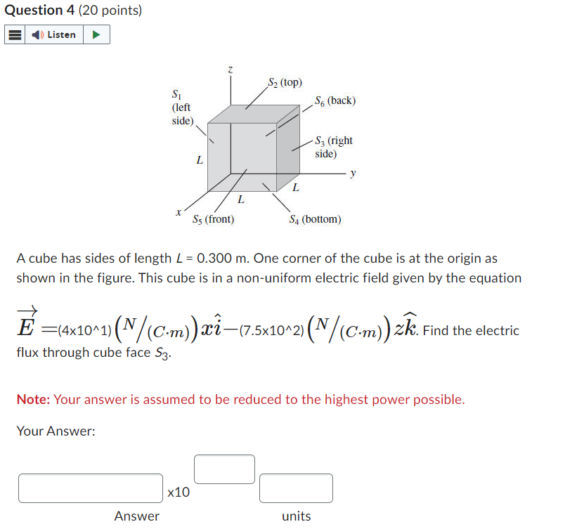Solved Question 4 (20 ﻿points)A cube has sides of length | Chegg.com