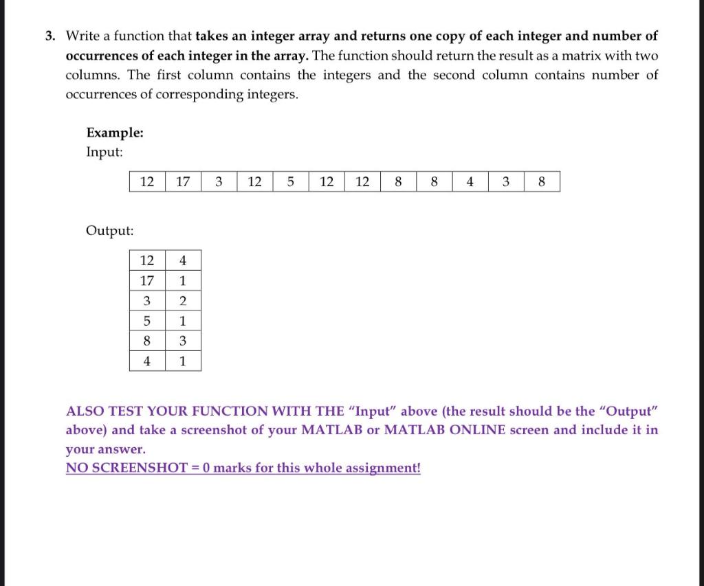 Solved 3. Write a function that takes an integer array and | Chegg.com