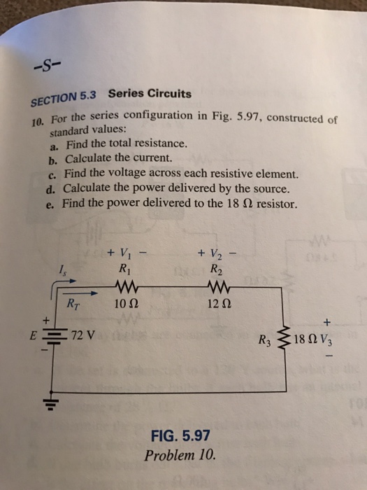 Solved For the series configuration in Fig. 5.97, | Chegg.com