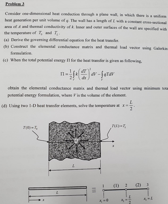 Problem 3 Consider one-dimensional heat conduction | Chegg.com