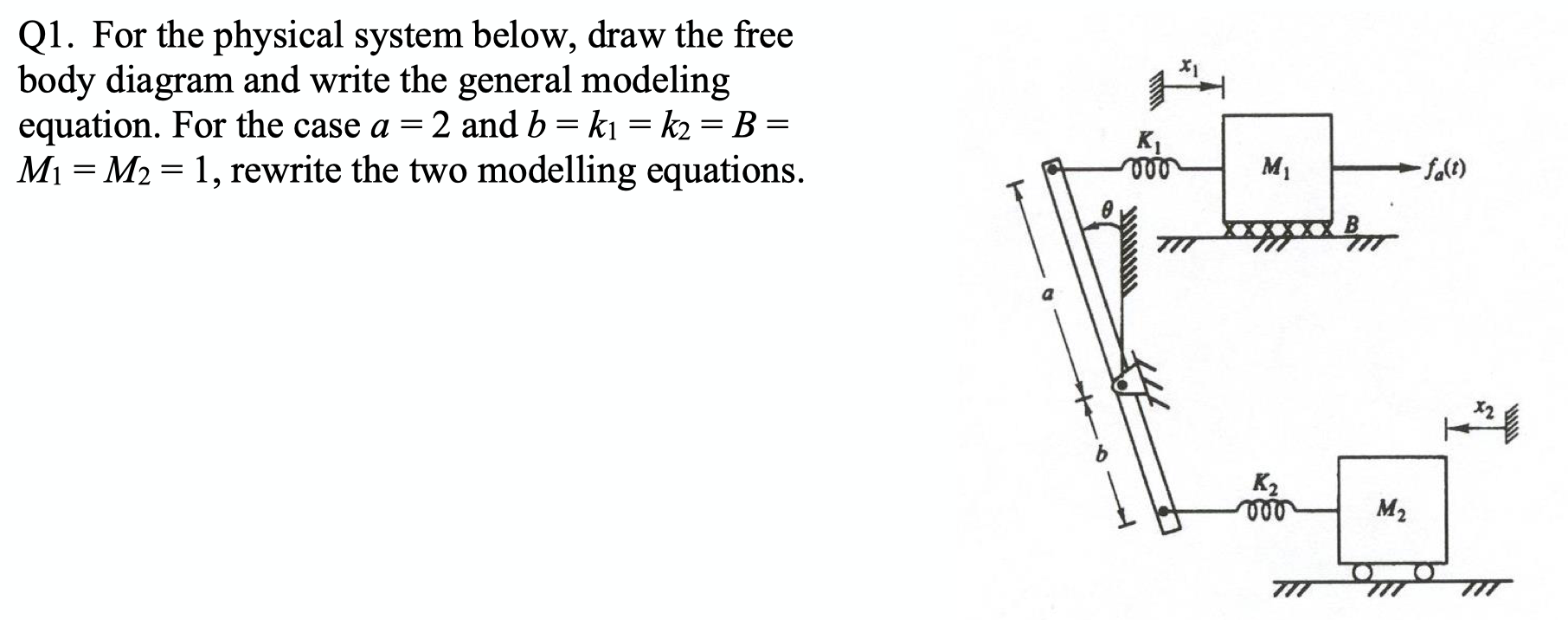 Solved Q1. For the physical system below, draw the free body | Chegg.com