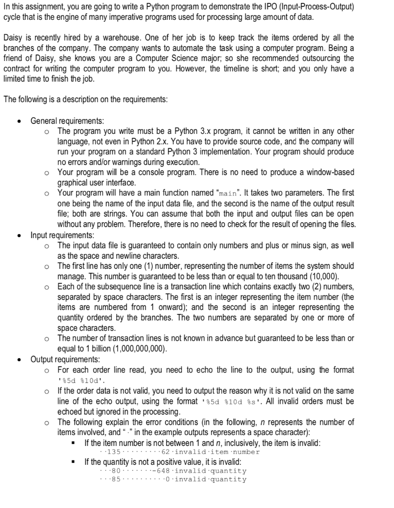 In this assignment, you are going to write a Python | Chegg.com