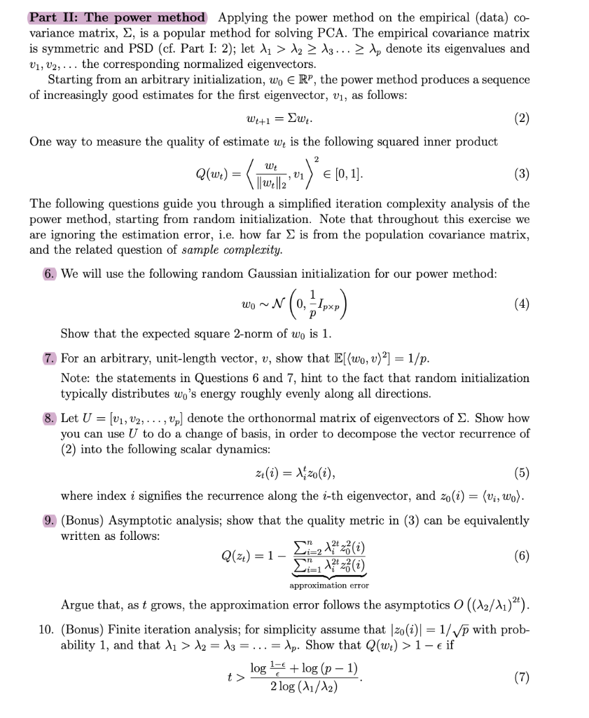 Part II: The power method Applying the power method | Chegg.com