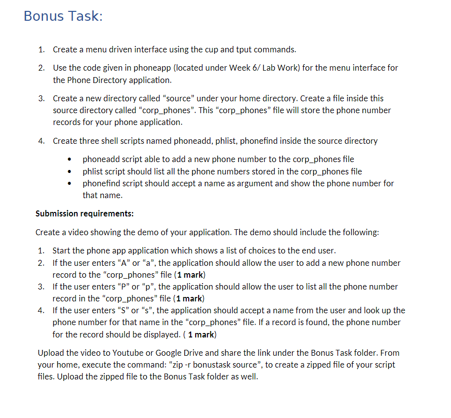 Solved UNIX/LINUX -Phoneapp For the vedio part,can you | Chegg.com