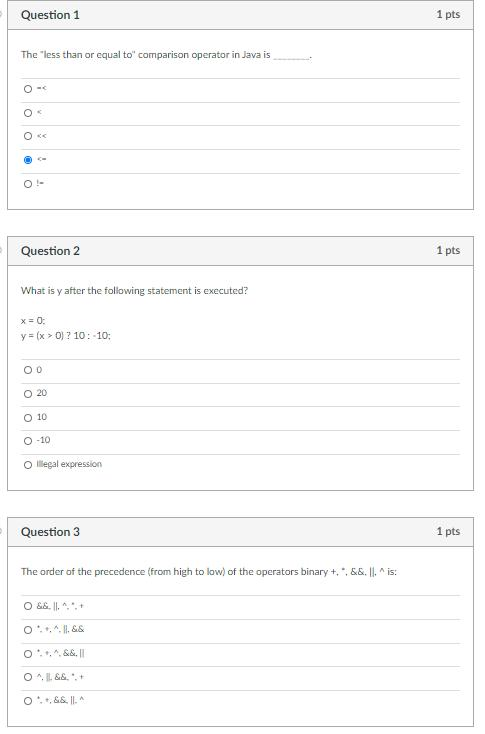 Solved Question 1 1 pts The "less than or equal to | Chegg.com