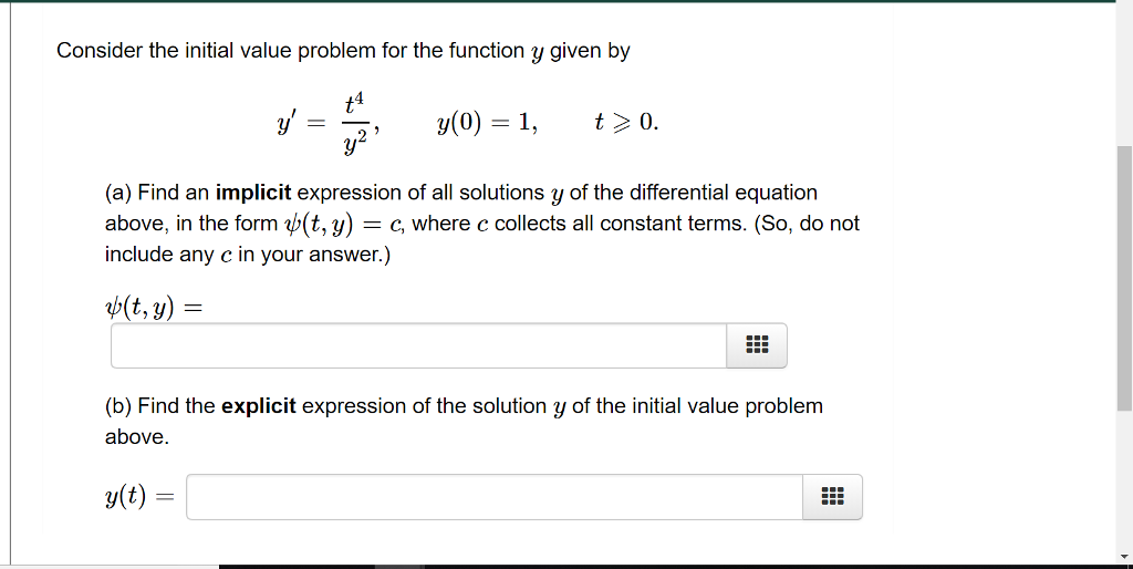 Solved Consider the initial value problem for the function y | Chegg.com
