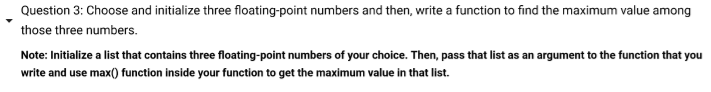 Solved Question 3: Choose and initialize three | Chegg.com