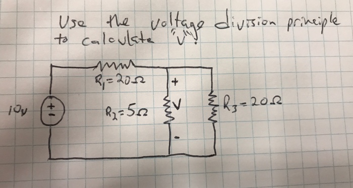 Solved Use the voltage division principle to calculate "V". | Chegg.com