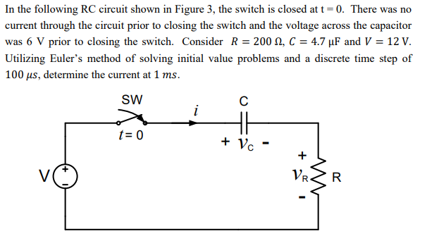 Solved In the following RC circuit shown in Figure 3, the | Chegg.com