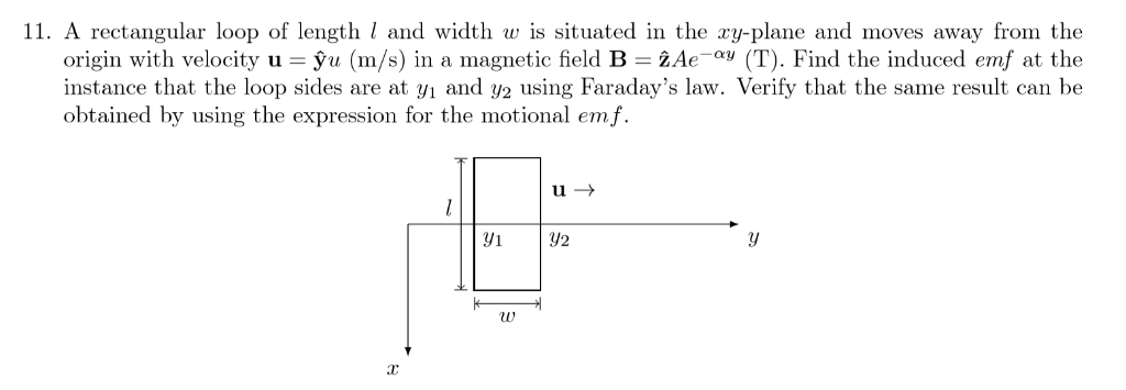 Solved 11. A rectangular loop of length 1 and width w is | Chegg.com