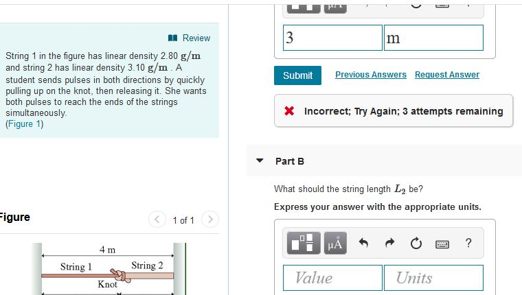 Solved m Review String 1 in the figure has linear density | Chegg.com