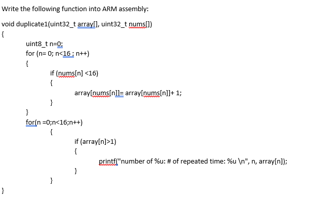 Solved ite the following function into ARM assembly: d | Chegg.com