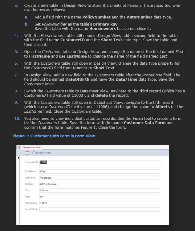 Solved Create a new table in Design View to store the | Chegg.com
