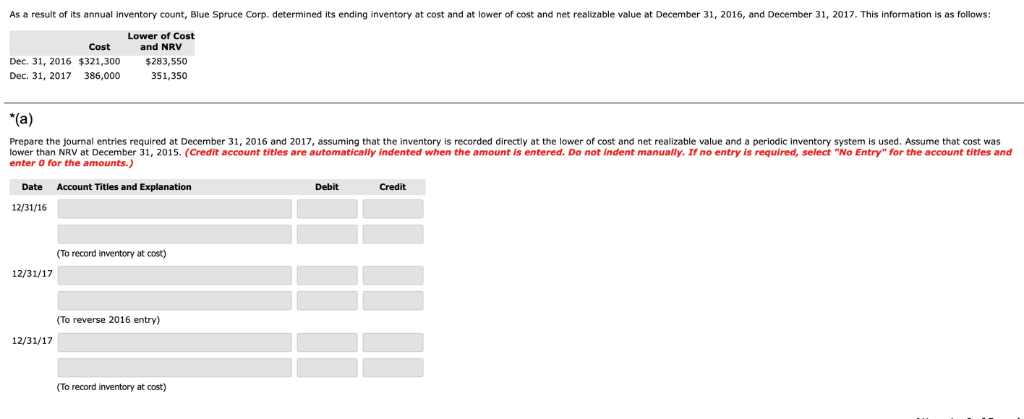 Solved As a result of its annual inventory count, Blue | Chegg.com