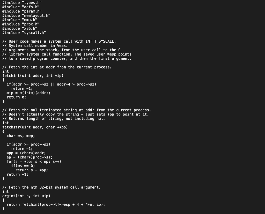Modify the syscall.c file so that, upon xv6 boot, the | Chegg.com