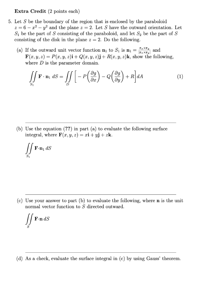 Solved Extra Credit (2 points each) 2 5. Let S be the | Chegg.com