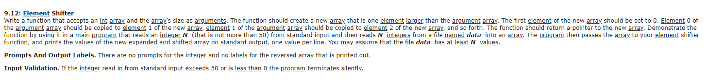 Solved 9.12: Element Shifter Write a function that accepts | Chegg.com