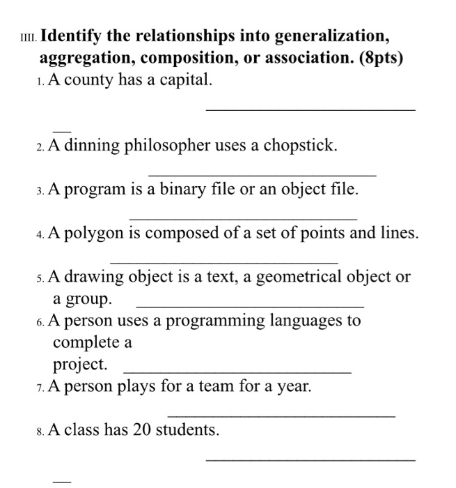 Solved Iii Identify The Relationships Into Generalization 8535