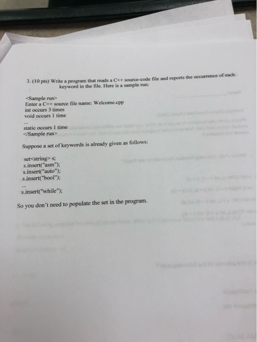 Solved 10 Pts Write A Program That Reads A C Source Code 7772