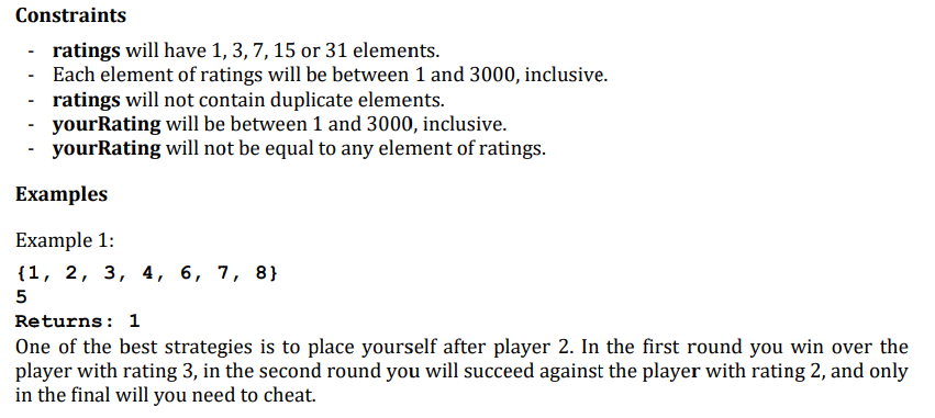 Solved Constraints - ratings will have 1,3,7,15 or 31 | Chegg.com