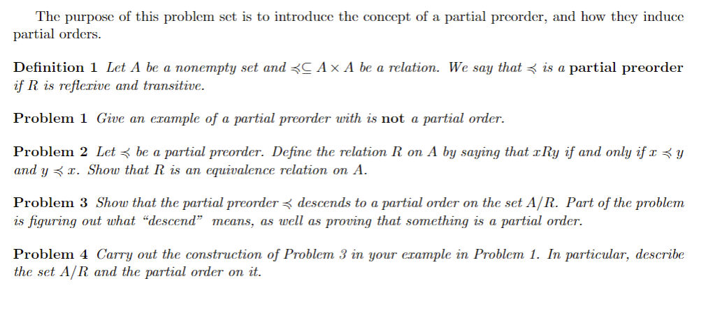 Solved The purpose of this problem set is to introduce the | Chegg.com