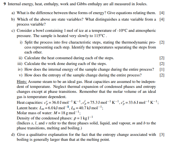 Solved 9 Internal energy, heat, enthalpy, work and Gibbs | Chegg.com Solved 9 Internal energy, heat, enthalpy, work and Gibbs | Chegg.com