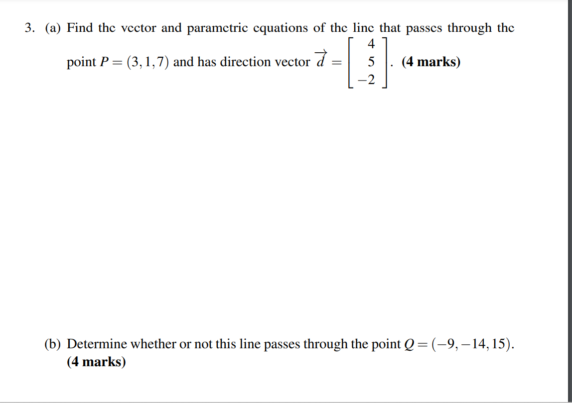 Solved 3. (a) Find the vector and parametric equations of | Chegg.com