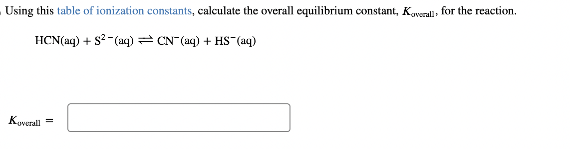Solved Using this table of ionization constants, calculate | Chegg.com
