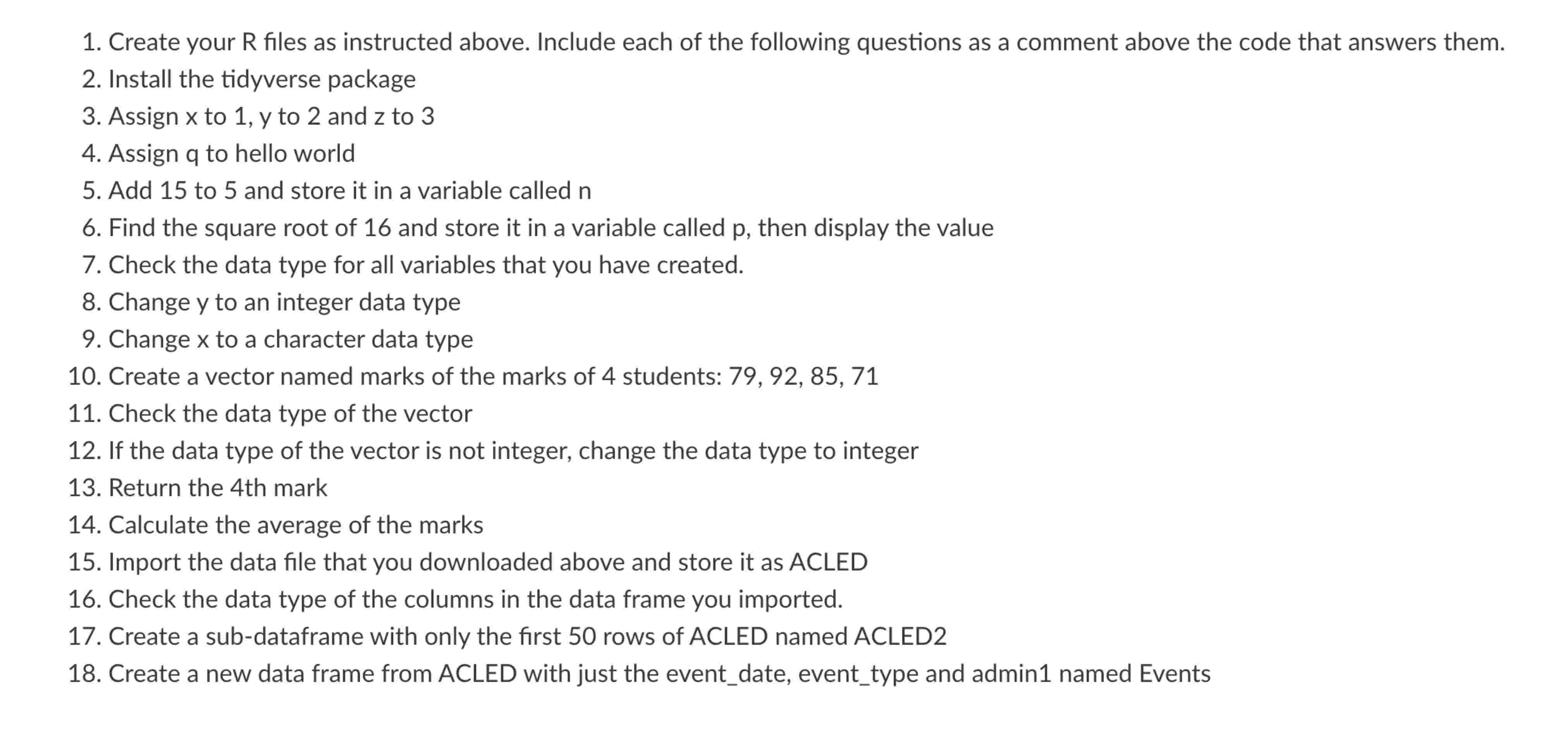 Solved 1. ﻿Create your R files as instructed above. Include | Chegg.com