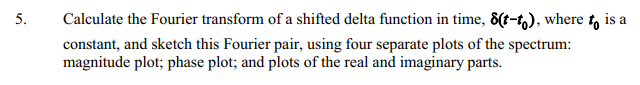 5. Calculate the Fourier transform of a shifted delta | Chegg.com