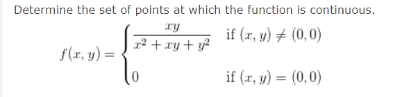 Solved Determine the set of points at which the function is | Chegg.com