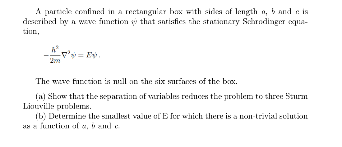 Solved A particle confined in a rectangular box with sides | Chegg.com