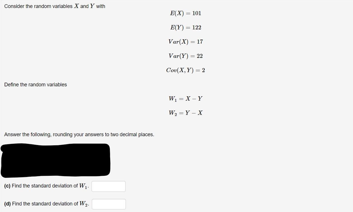Solved Consider The Random Variables X And Y With E X 101