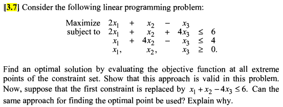 Solved [3.7) Consider the following linear programming | Chegg.com