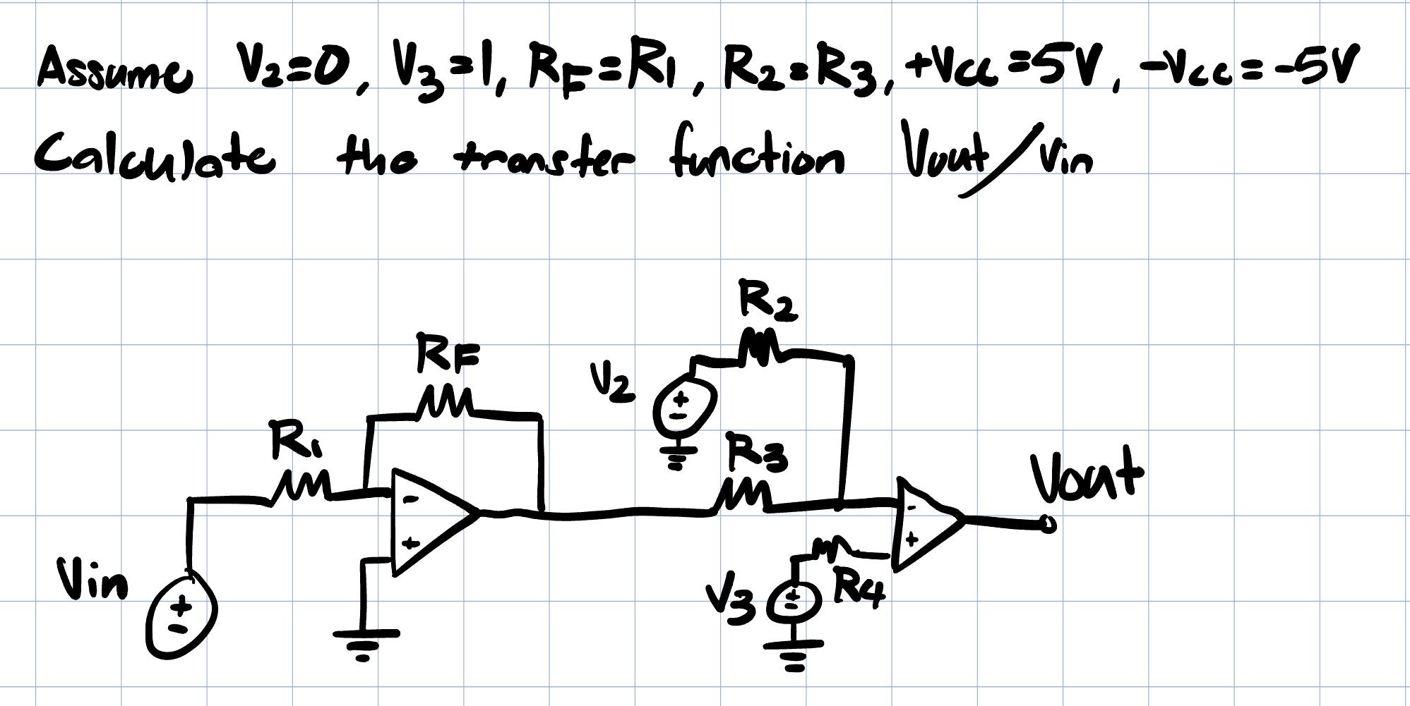 Solved Assume V2=0,V3=1,RF=R1,R2=R3,+Vcc=5V,−Vcc=−5V | Chegg.com