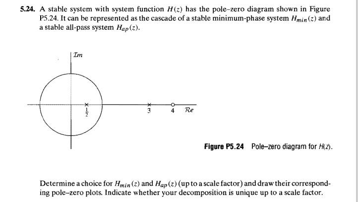 Solved 5.24. A stable system with system function H(z) has | Chegg.com