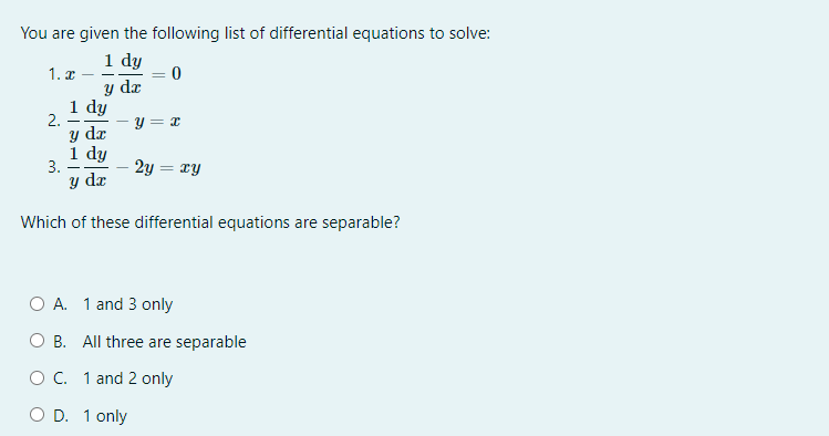 Solved You are given the following list of differential | Chegg.com