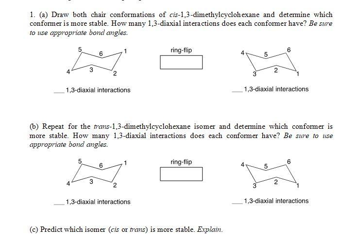 1 3 Dimethylcyclohexane Chair Conformations