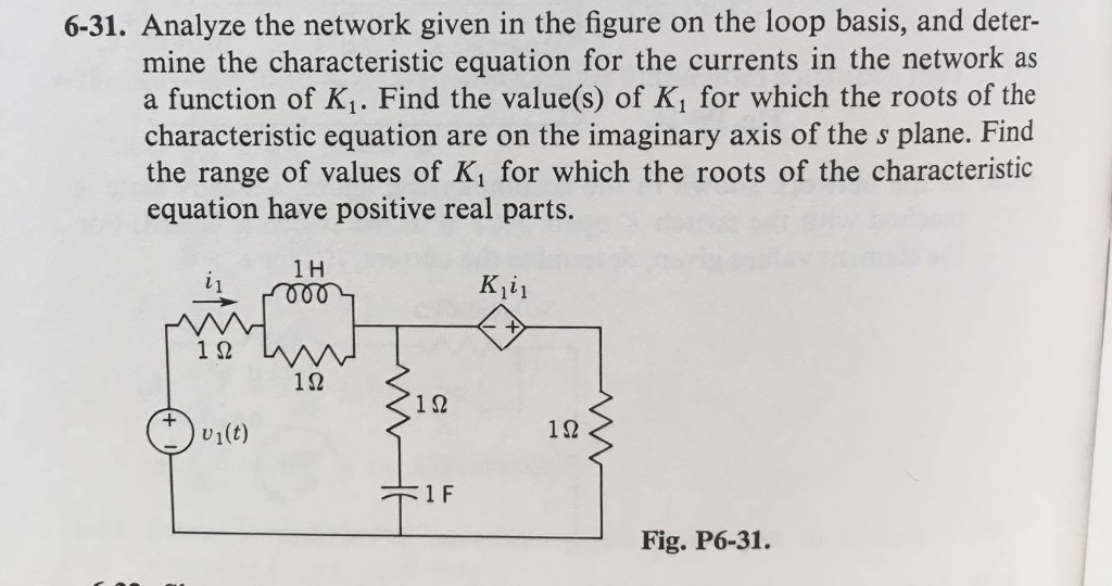 Solved 6-31. Analyze the network given in the figure on the | Chegg.com